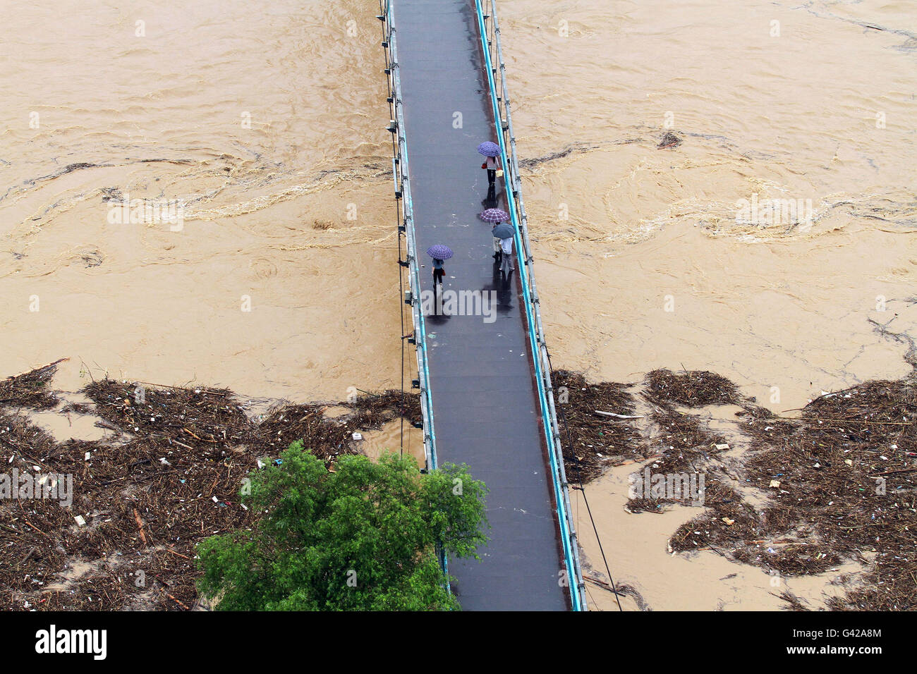 Nanping, China's Fujian Province. 18th June, 2016. Flood water ...