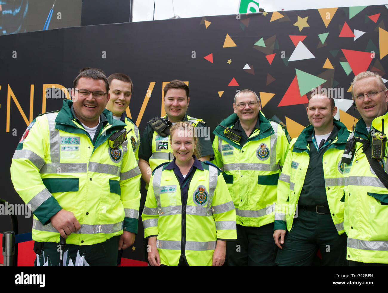 London Ambulance Service staff on duty at West End Live in Trafalgar ...