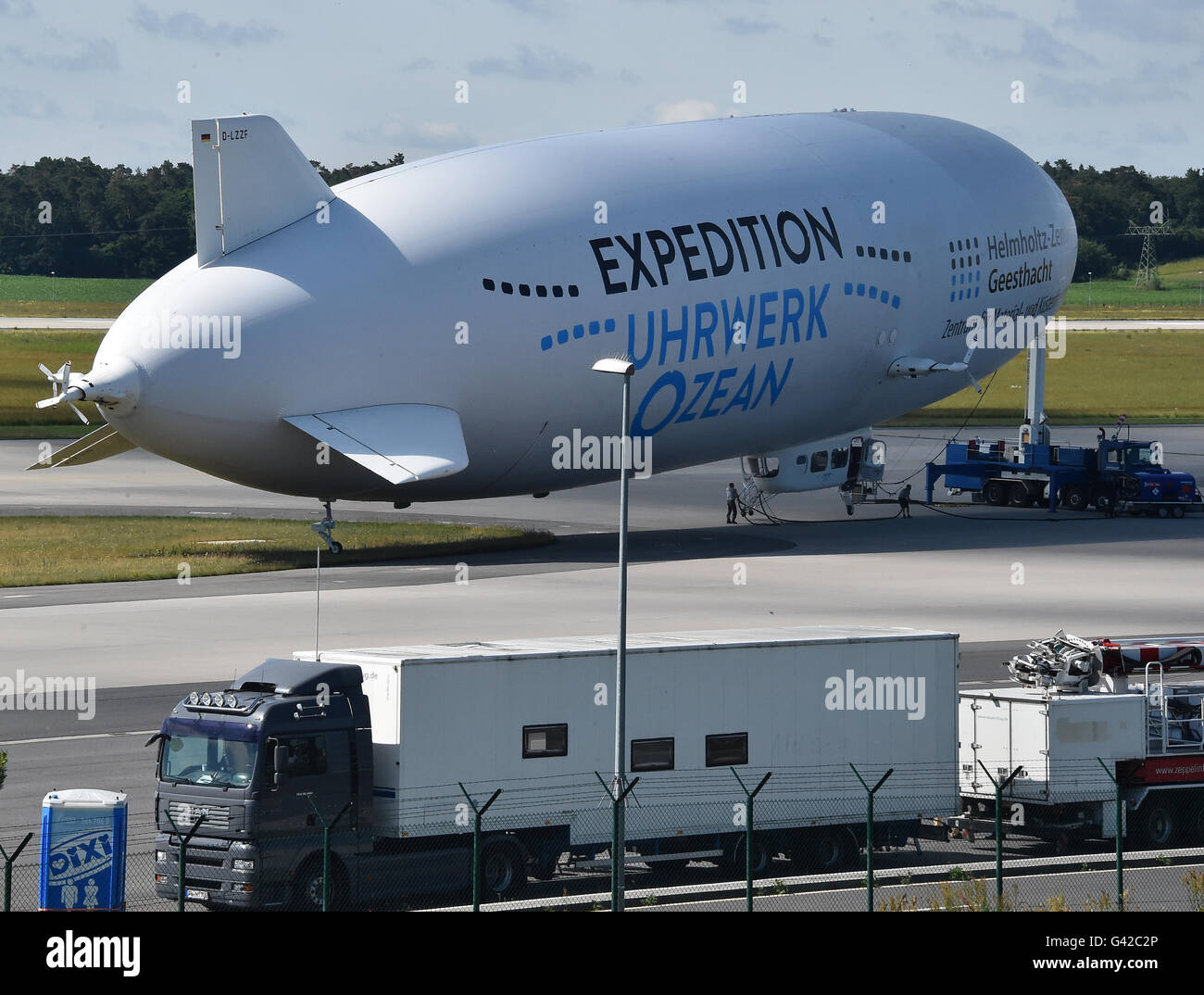 The first research zeppelin for coastal and marine research stands on ...