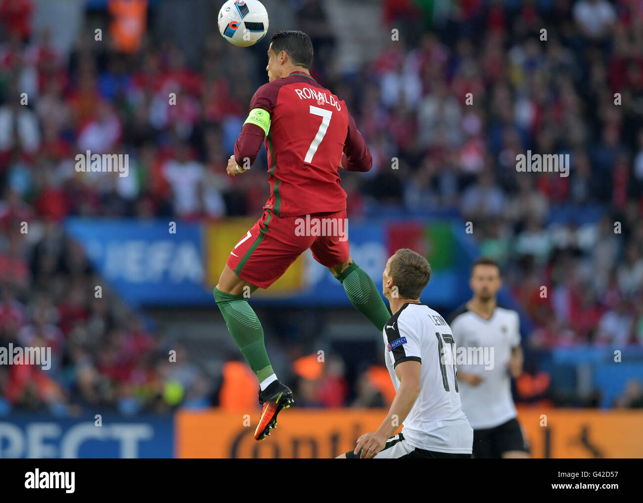 Paris, France. 18th June, 2016. Cristiano Ronaldo (L) of Portugal and ...