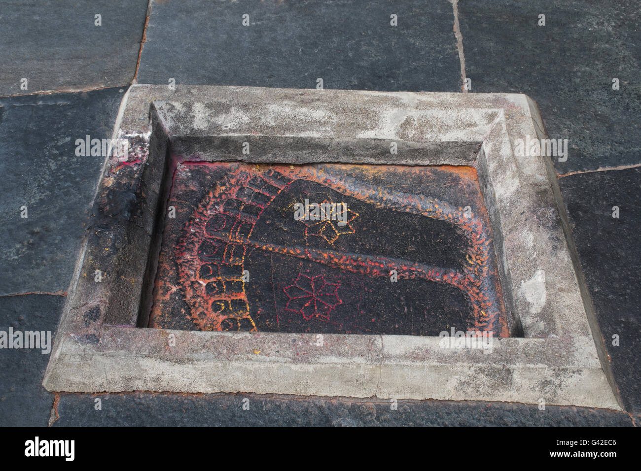 Footprint of Lord Vishnu, Chennakeshava temple. Belur, Karnataka, India ...