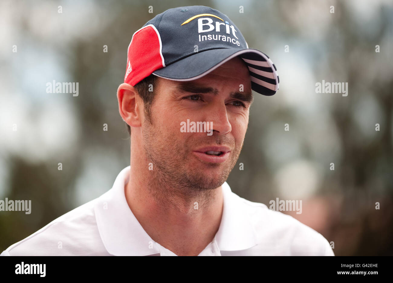 England bowler James Anderson during a press conference at the team ...