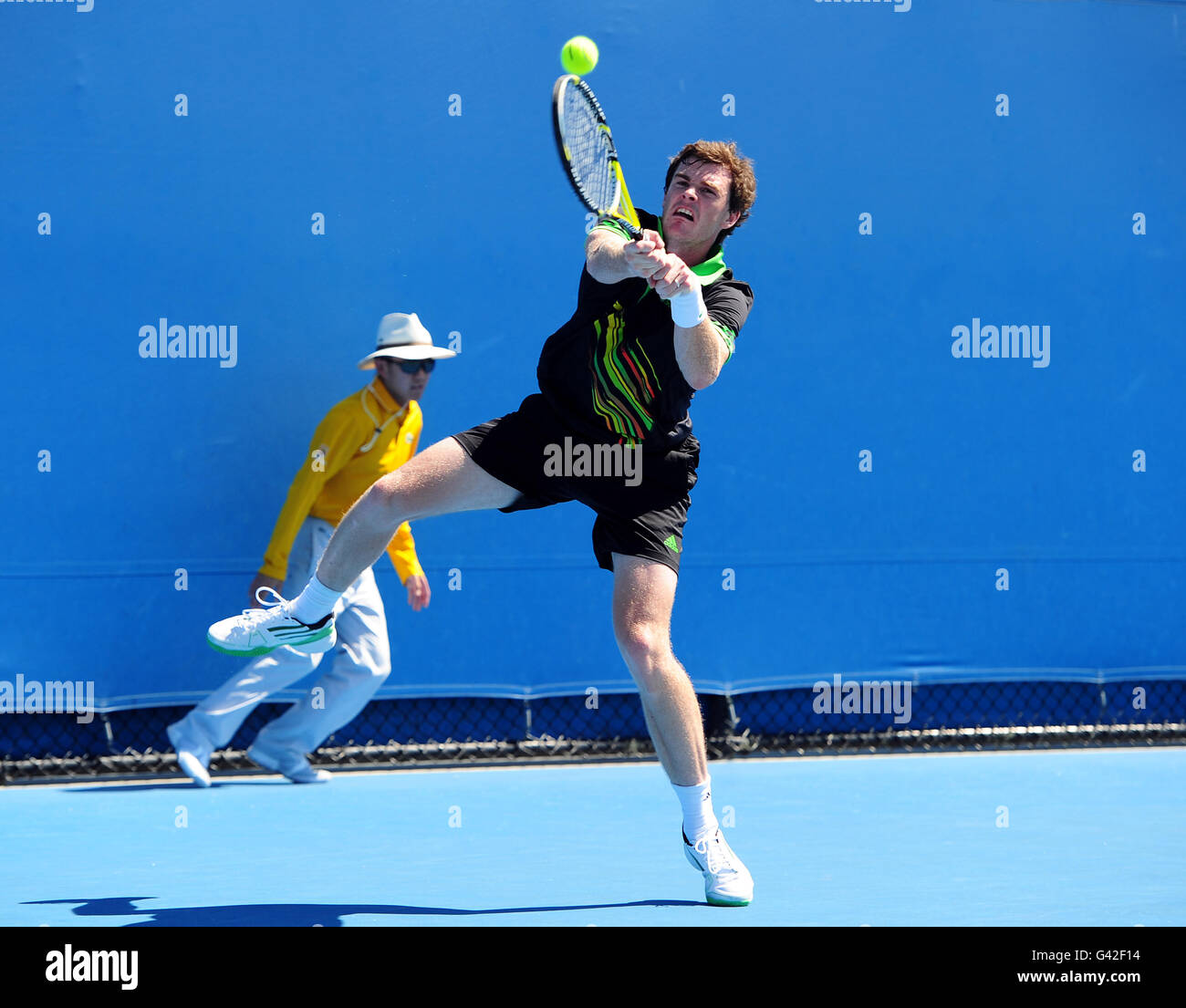 Great Britain's Jamie Murray in action during his 1st round doubles ...