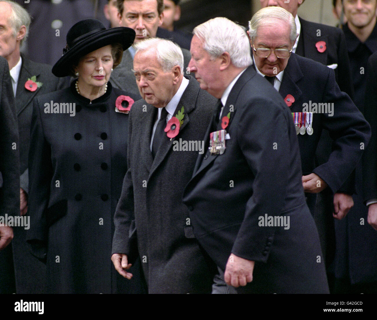 Former Prime Ministers Baroness Thatcher, Lord Wilson, Edward Heath and ...