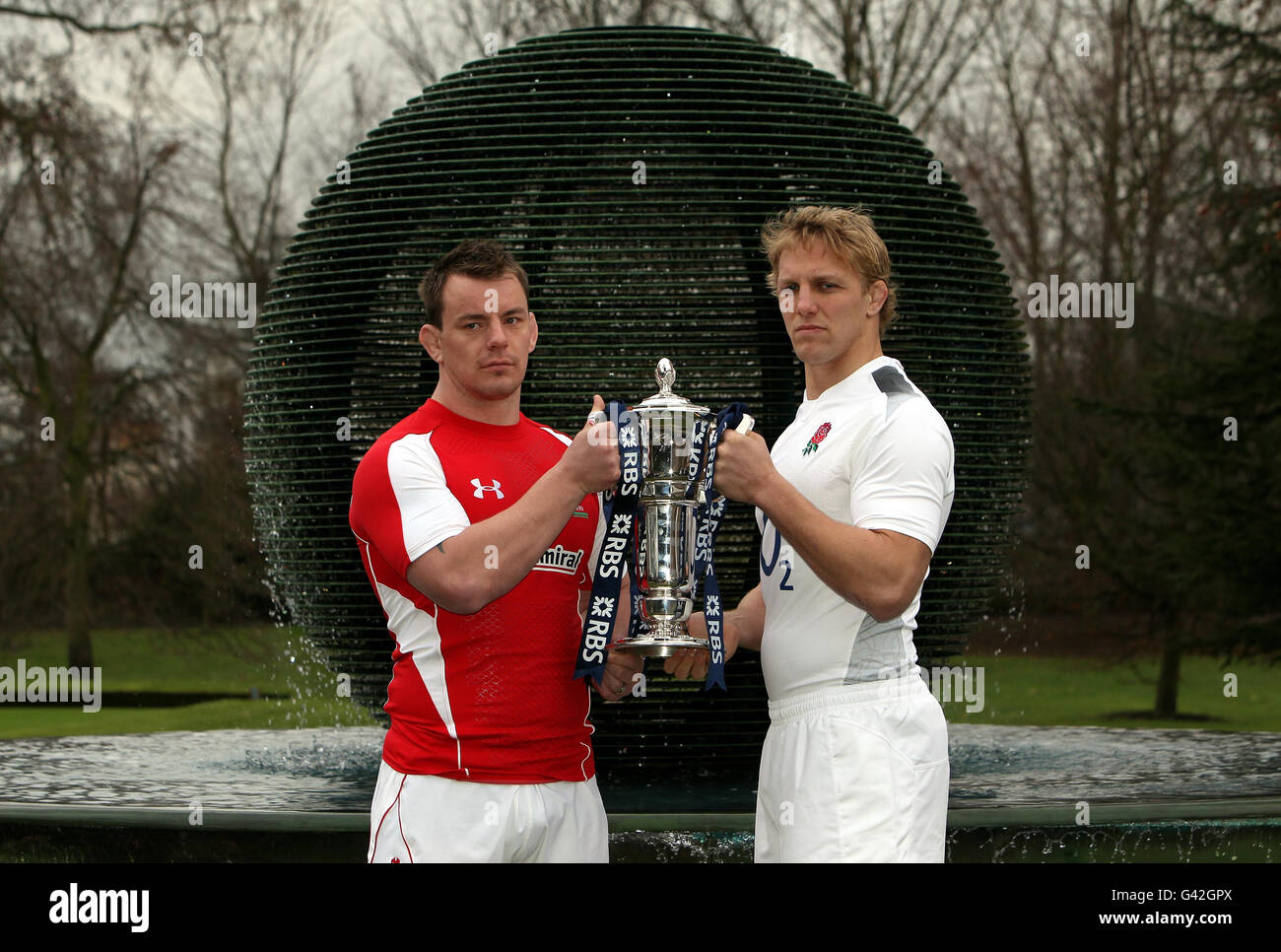 Wales captain Matthew Rees (left) poses with England captain Lewis ...