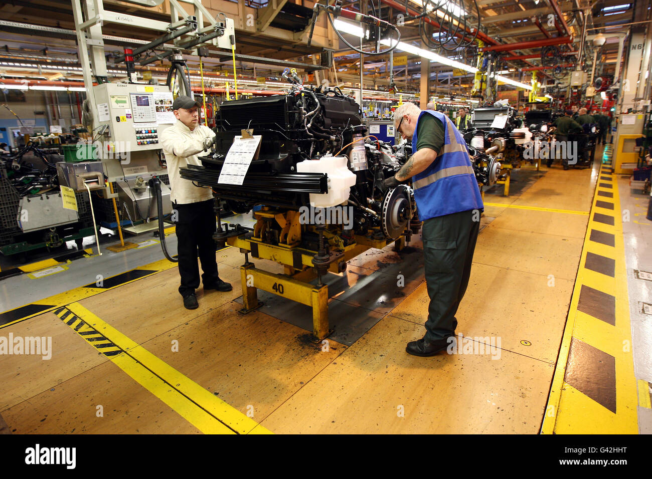 The Land Rover production line at the Lode Lane Solihull plant, UK ...