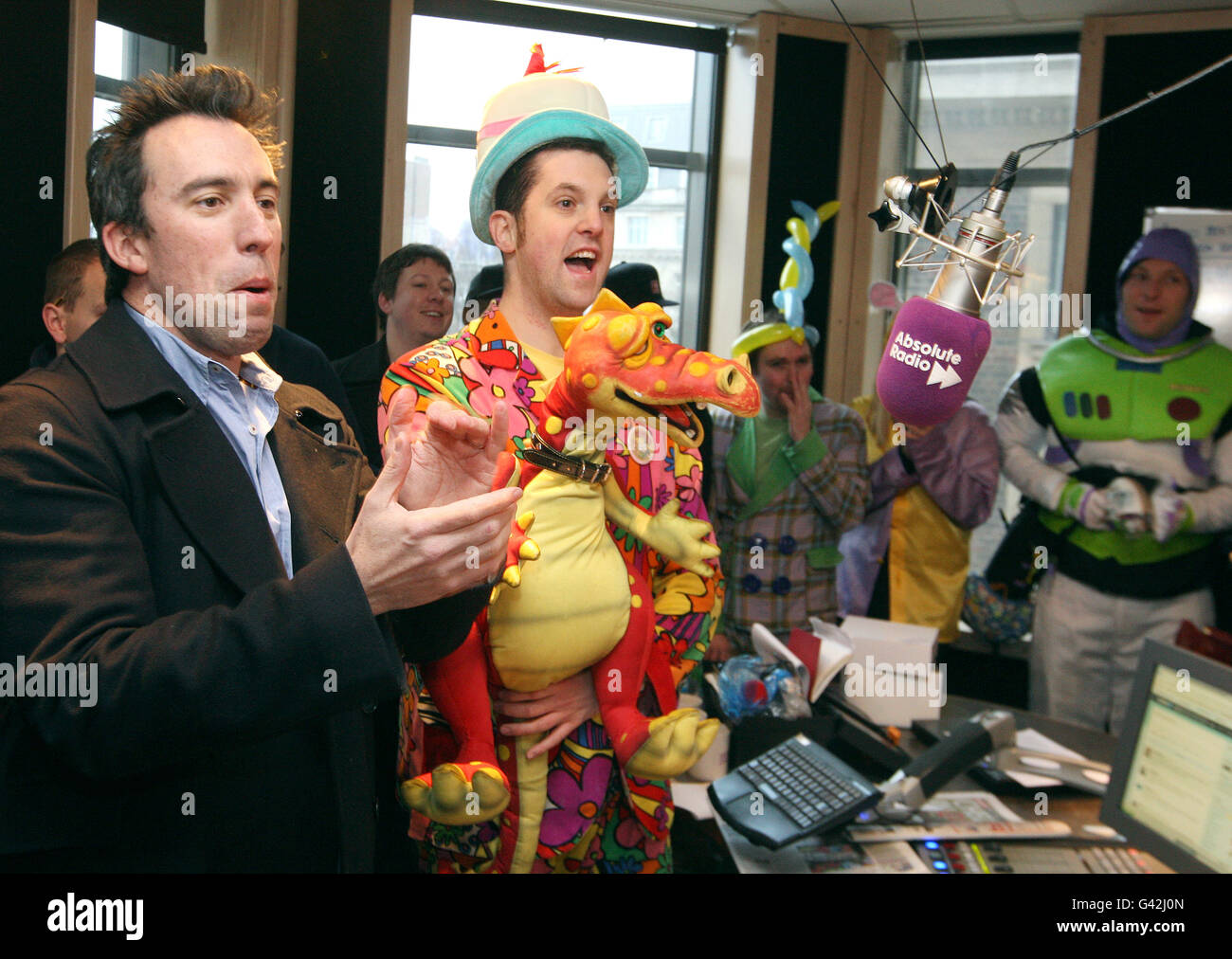 Absolute Radio presenter Christian O'Connell (left) with members of the ...