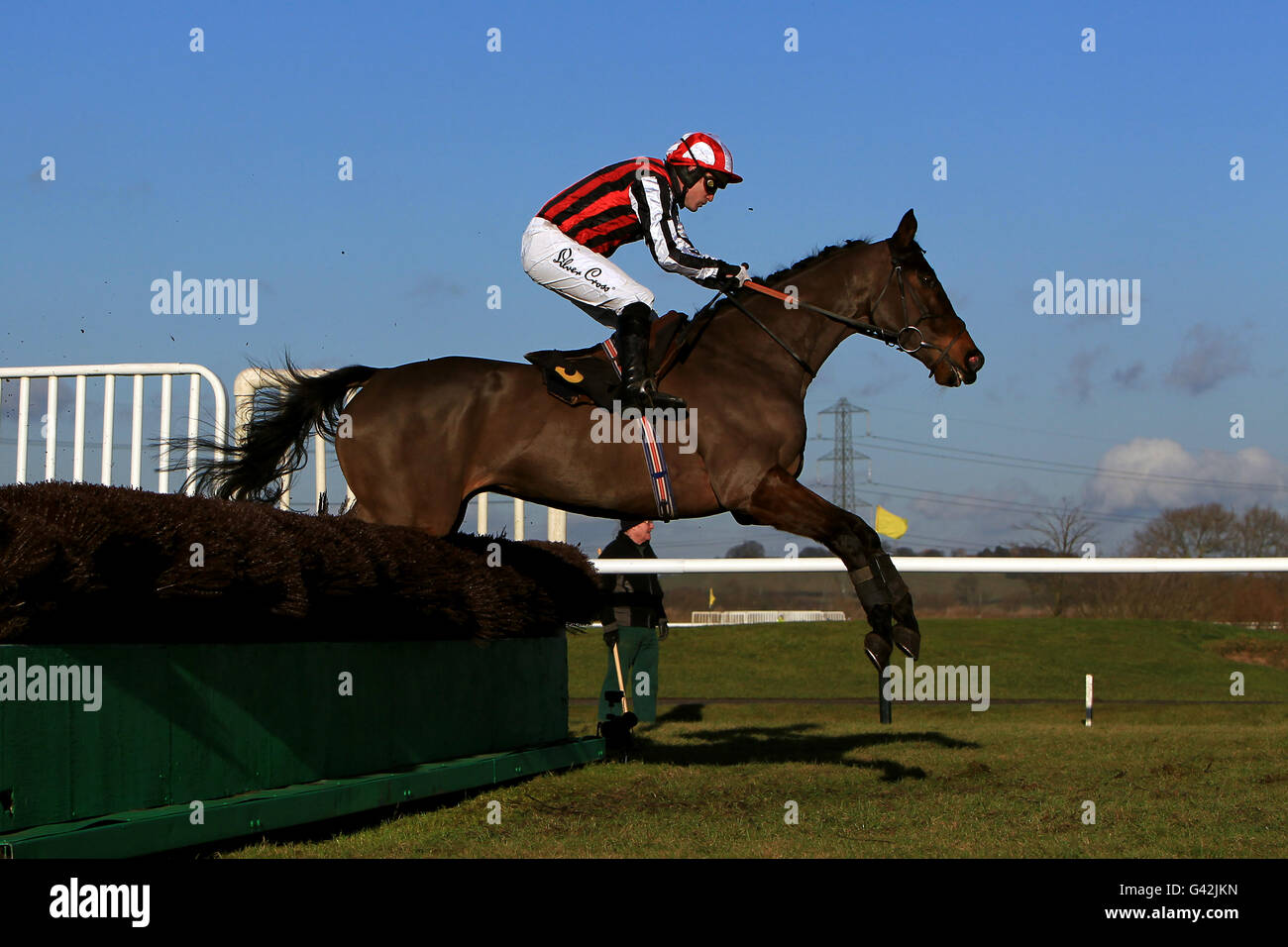 Jockey tom siddall on prize fighter southwell racecourse hi-res stock ...