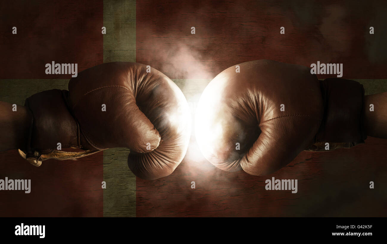 old Boxing Gloves with the Flag of Denmark Stock Photo - Alamy