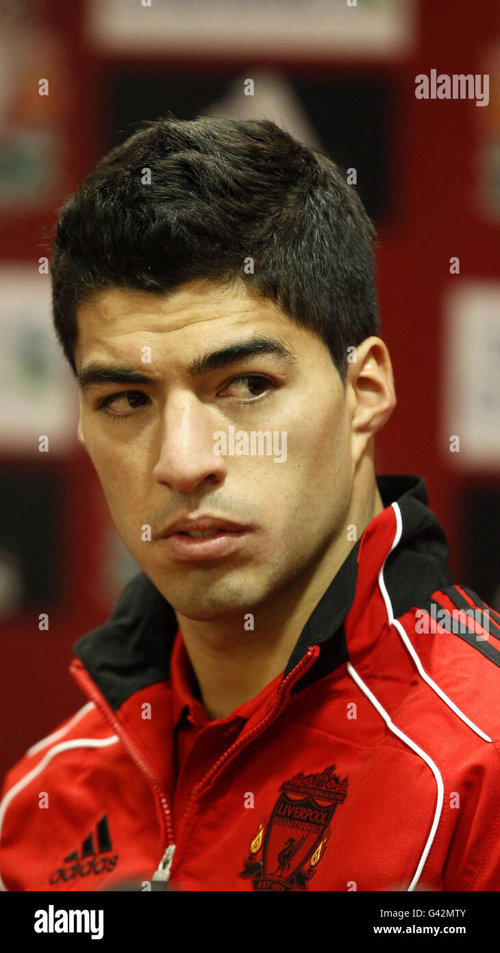 Soccer - Luis Suarez and Andy Carroll Unveiling - Anfield Stock Photo ...