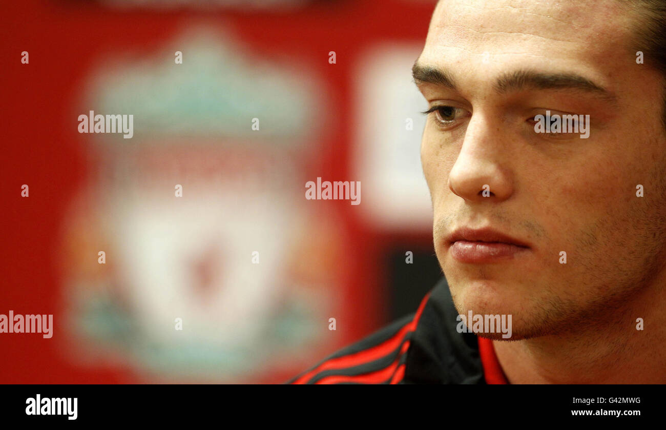 Soccer - Luis Suarez and Andy Carroll Unveiling - Anfield Stock Photo ...