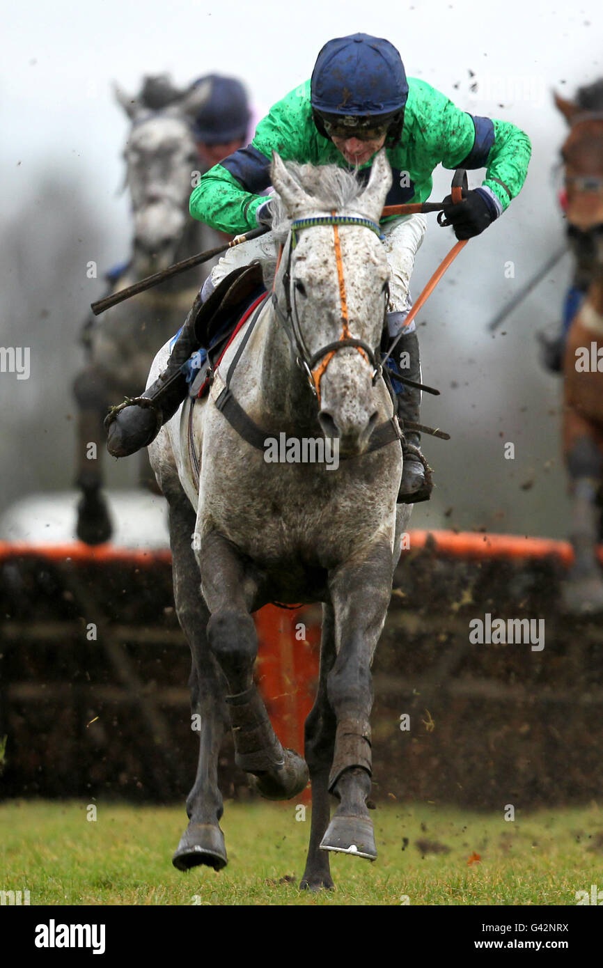 Cozy Tiger ridden by jockey Leighton Aspell in the Huntingdon Audi A1 ...