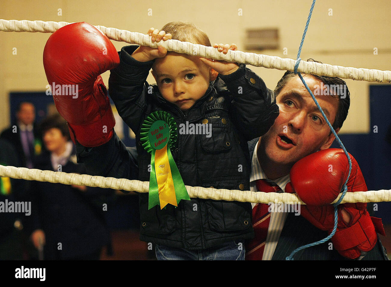 Little Billy Kelleher with his dad Fianna Fail candidate Billy at the ...