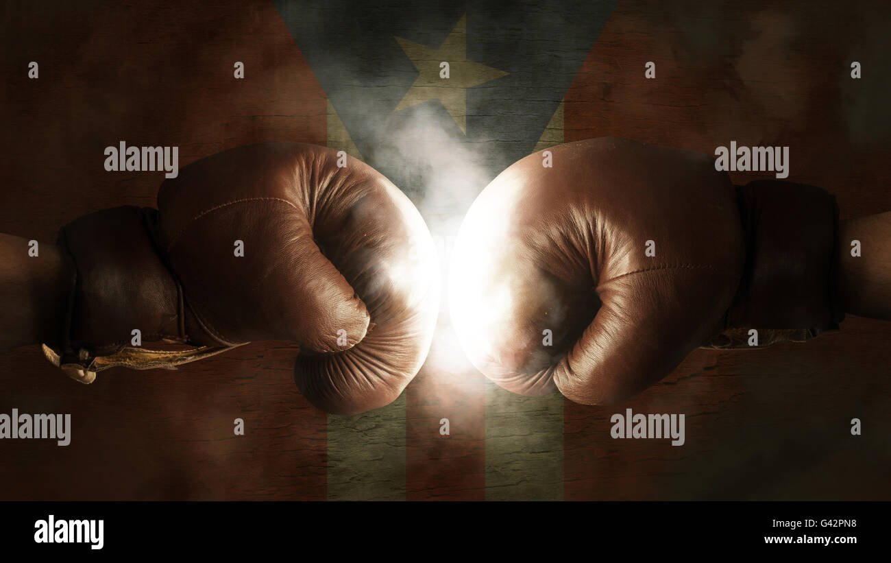 Boxing Gloves with the Flag of Puerto Rico Stock Photo - Alamy