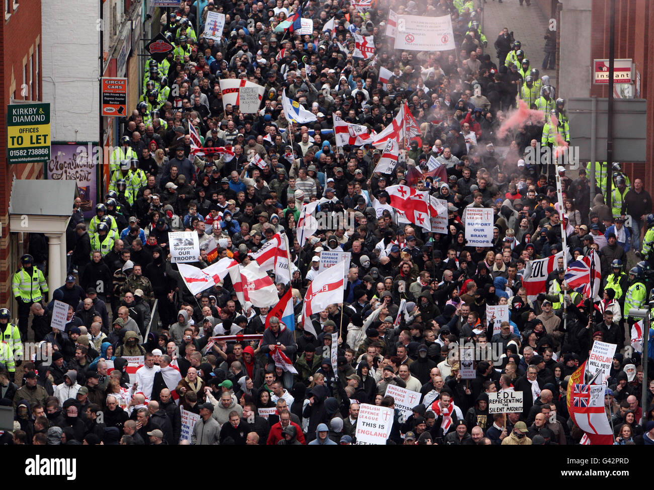 EDL demonstration in Luton Stock Photo - Alamy