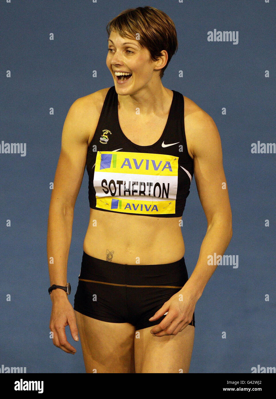 Kelly Sotherton celebrates winning the womens 400m final during the ...