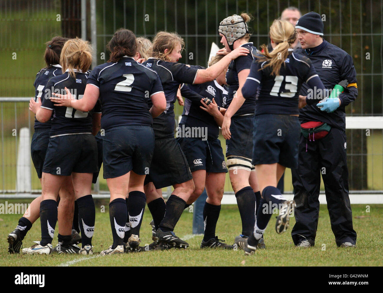 Scotlands' Tracy Balmer scores the first try for Scotland during the ...