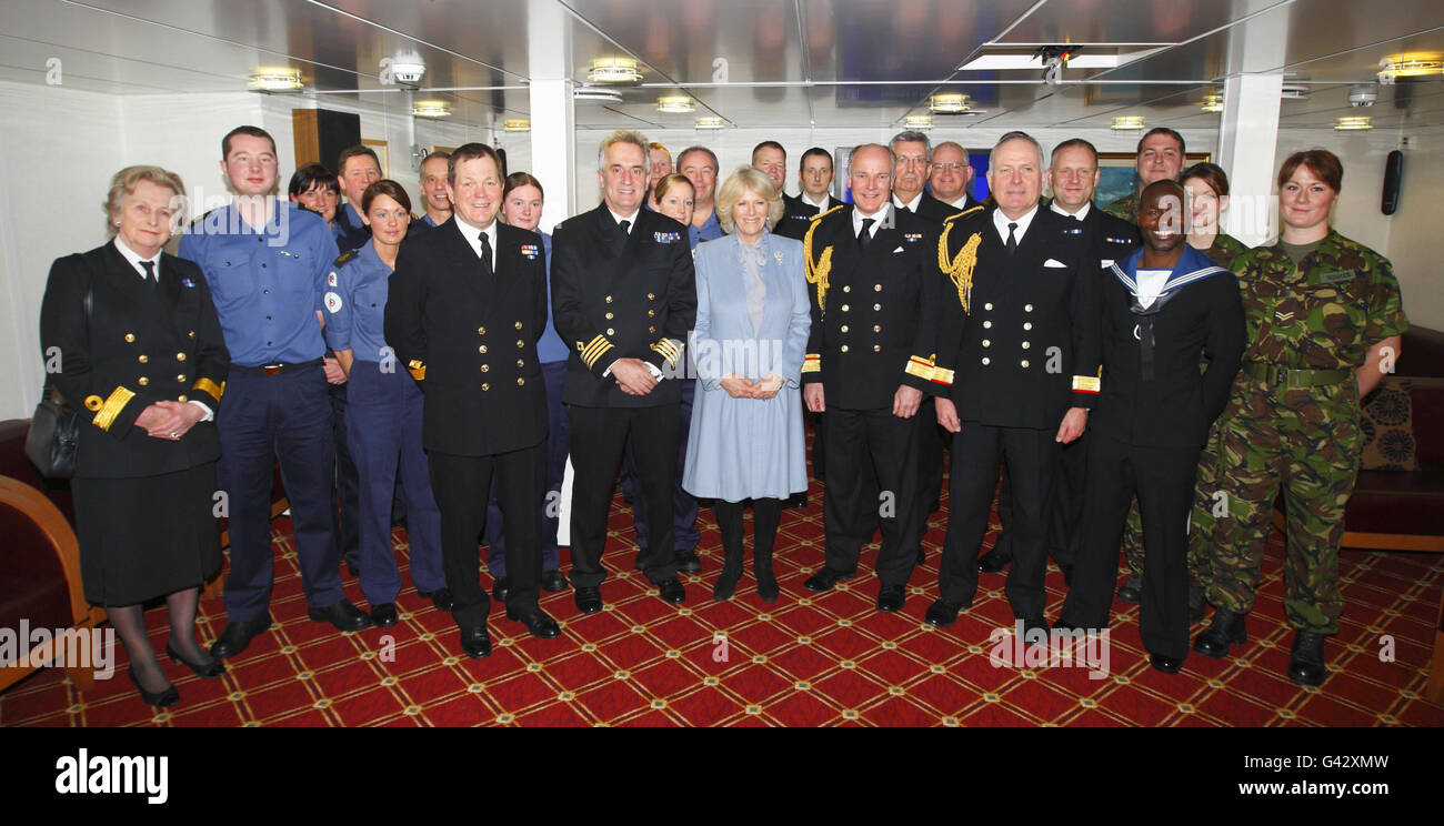 Camilla meets hospital ship crew Stock Photo - Alamy