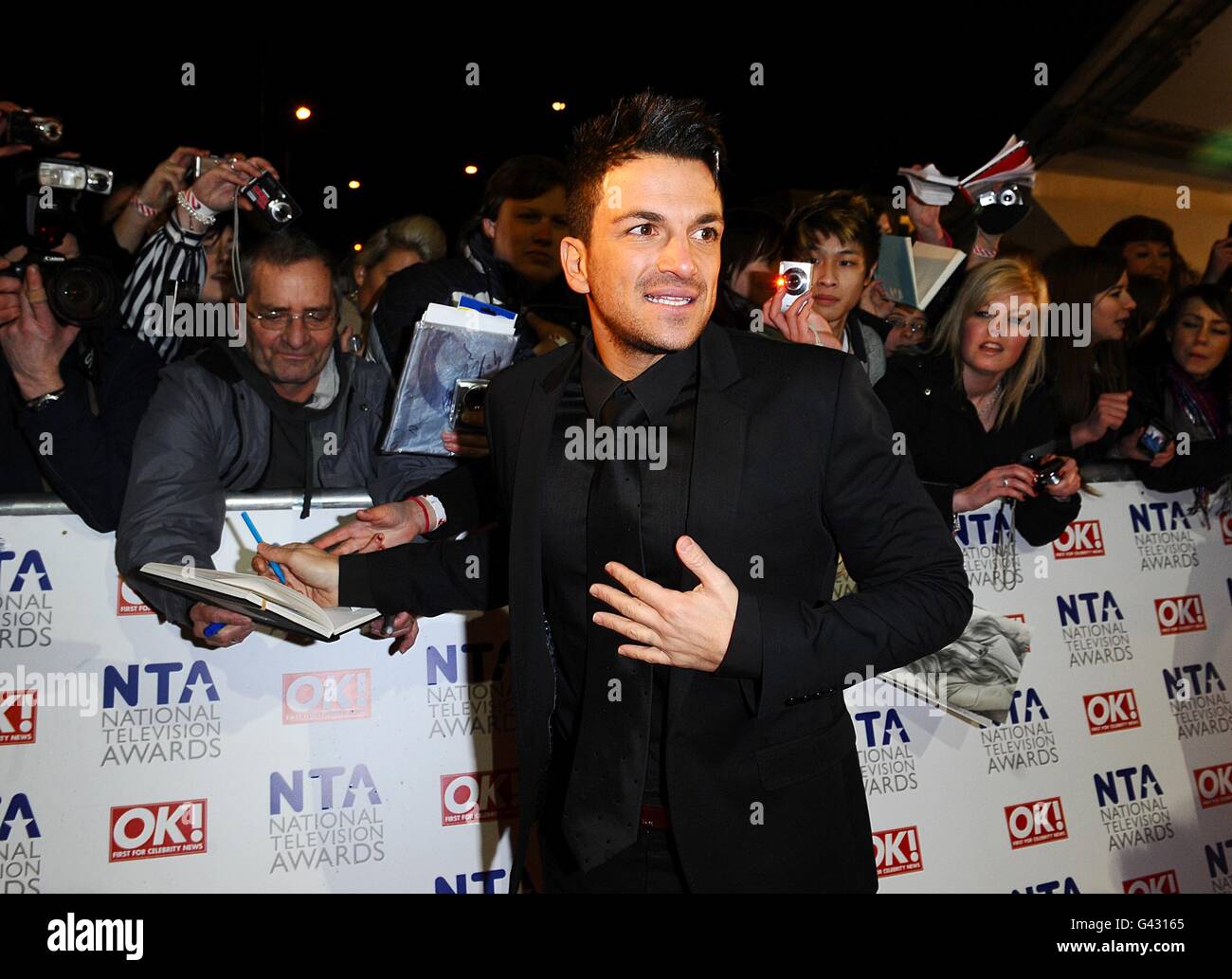 Peter Andre arriving for the 2011 National Television Awards at the O2 ...