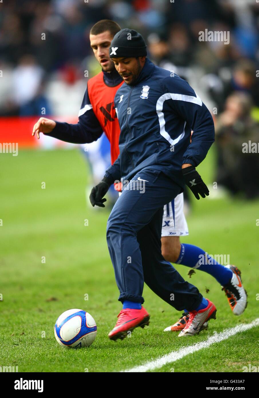 Birmingham City's Jean Beausejour (right) and Stuart Parnaby (left ...