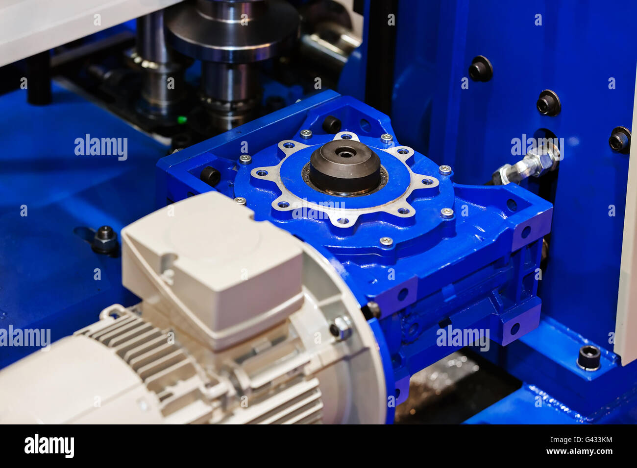 Gearbox on large electric motor at industrial equipment plant Stock ...