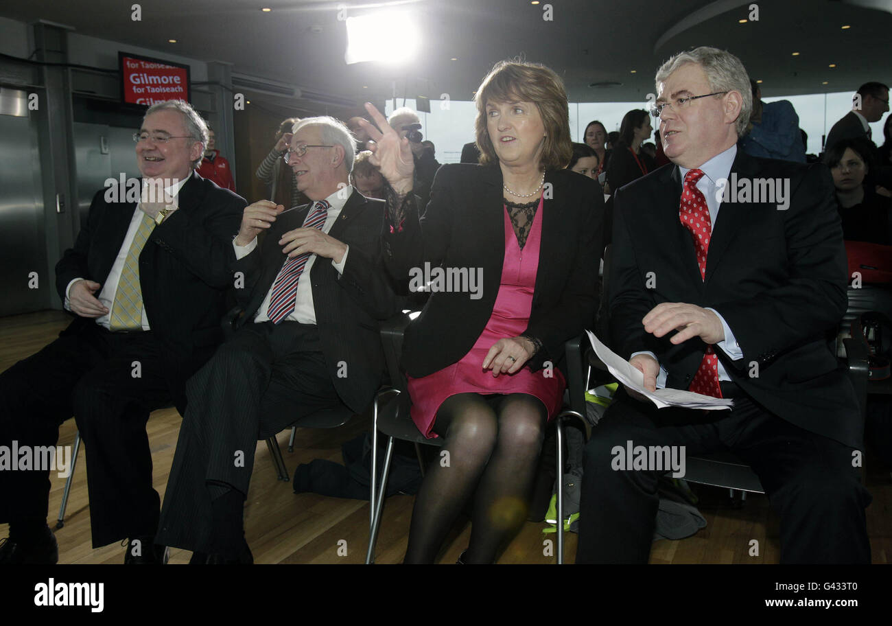 Irish Labour Party politicians (left - right) Pat Rabbitte, Emmet Stagg ...