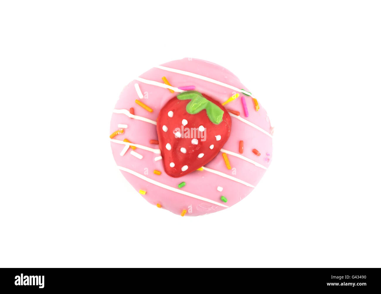 Fancy sweet strawberry doughnut or donut with sprinkles, isolated on ...