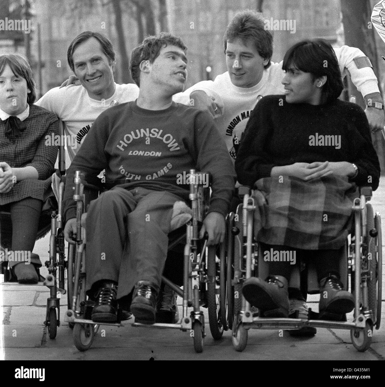 MP Alan Howarth (back, left) with England rugby forward Nick Stringer ...