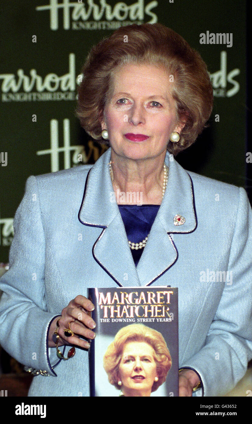 Former Prime Minister Margaret Thatcher at the launch of her book ...