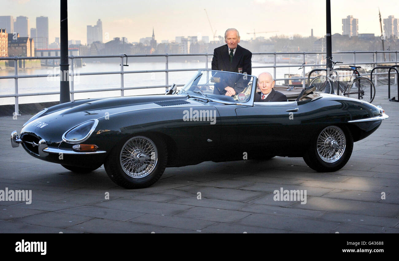 John Surtees (right) and the original test driver for the Jaguar E-Type ...