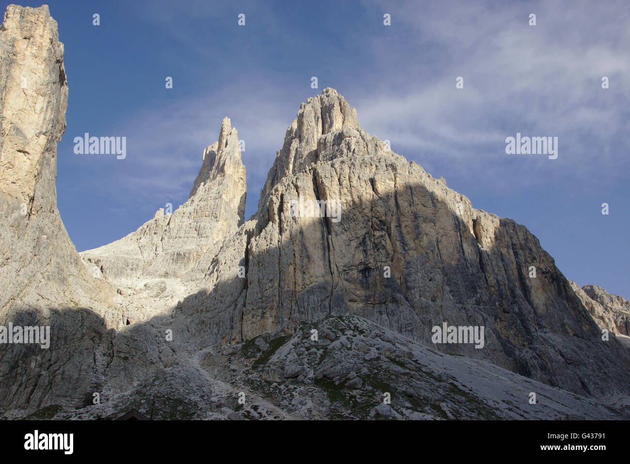 Vajolet Towers from Vajolet Hut; Rosengarten Group, Dolomites, Italy ...