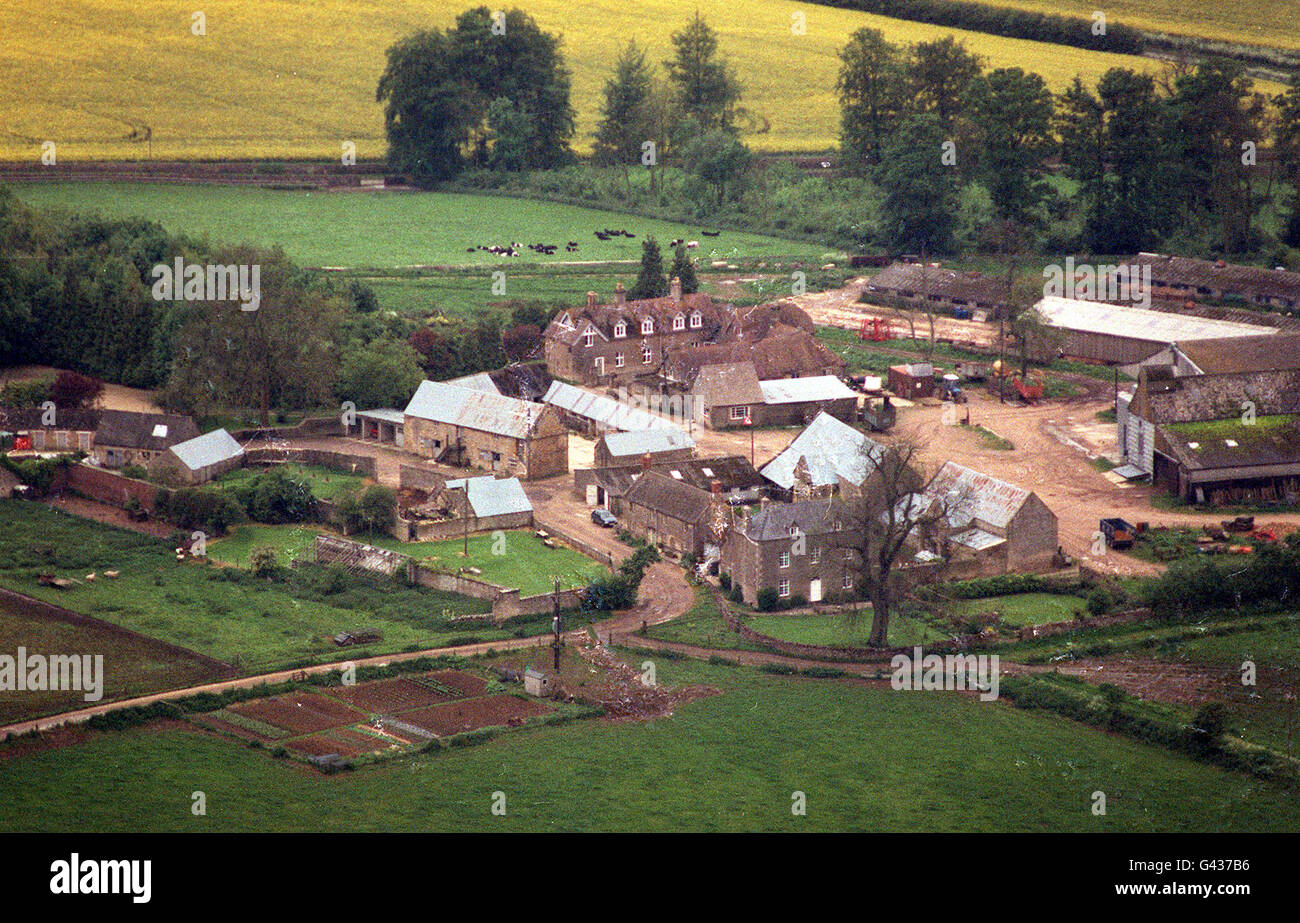 An aerial view of the Cotswold village of Salperton, near Cheltenham ...