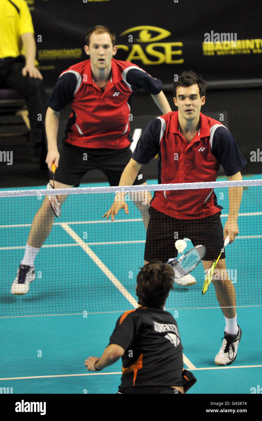 Andy Ellis (left) and his partner Chris Adcock during the men's doubles ...
