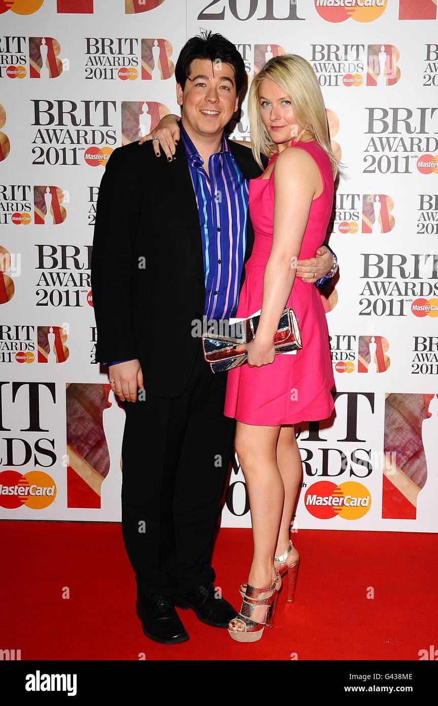 Michael McIntyre and wife Kitty arriving for the 2011 Brit Awards at ...
