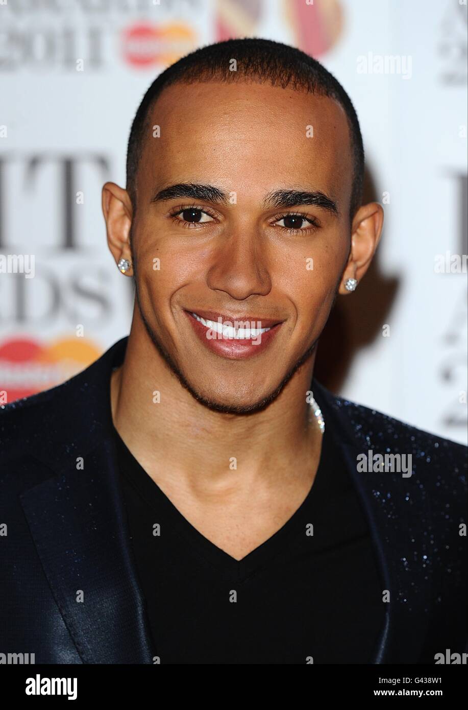 Lewis Hamilton arriving for the 2011 Brit Awards at the O2 Arena ...