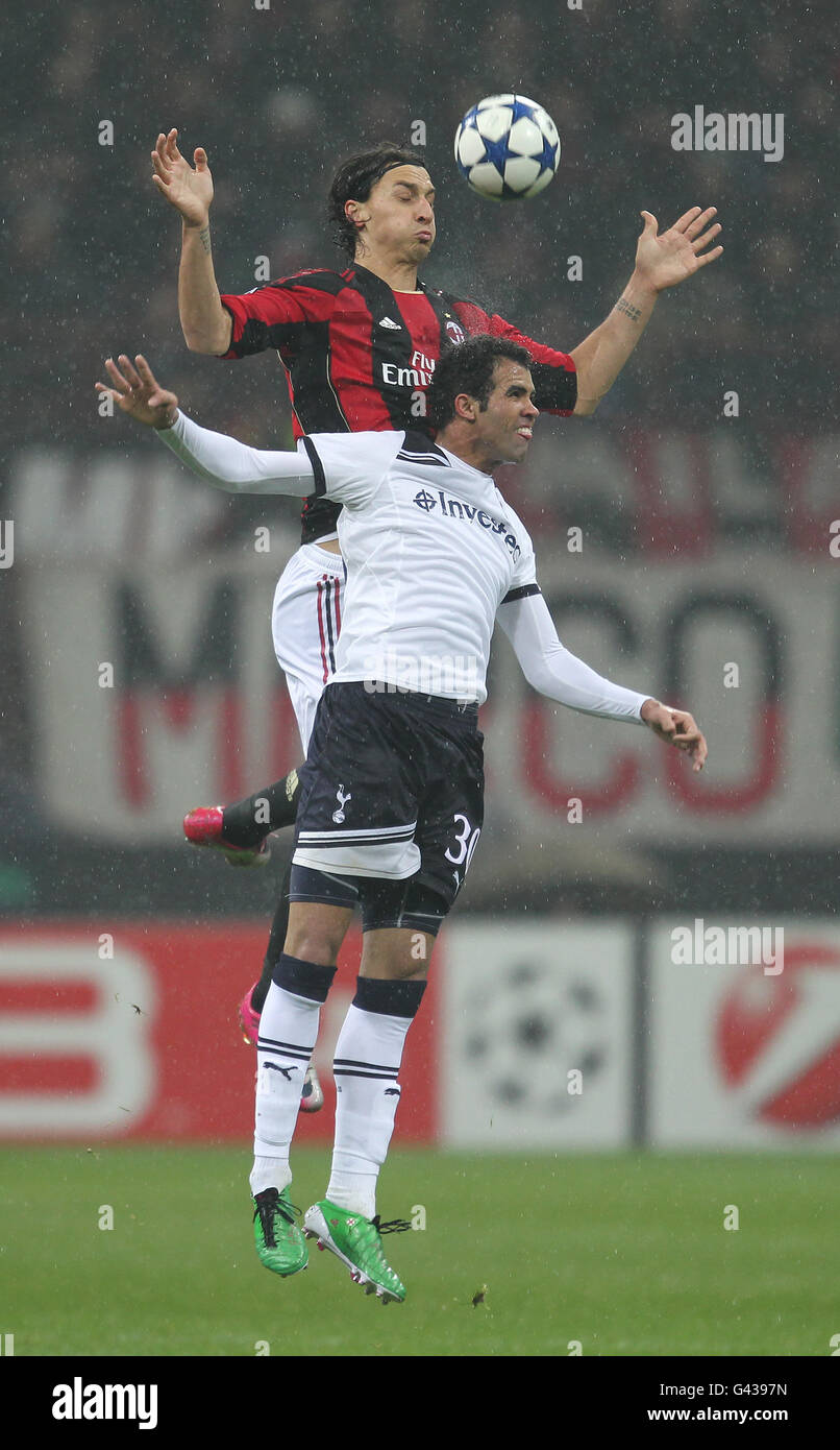 Ac milans zlatan ibrahimovic jumps hi-res stock photography and images ...