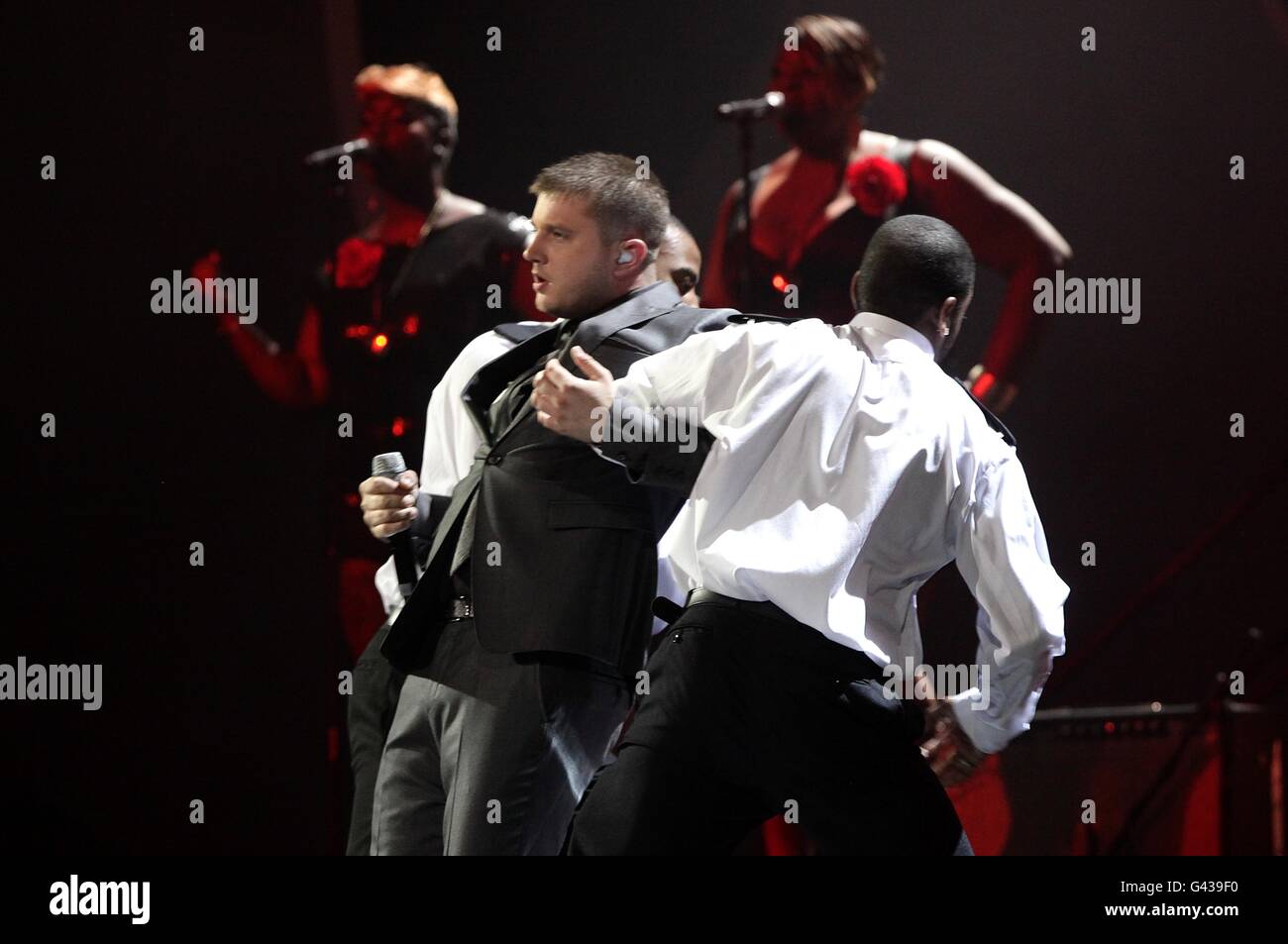 Plan B performs on stage during the 2011 Brit Awards at the O2 Arena ...