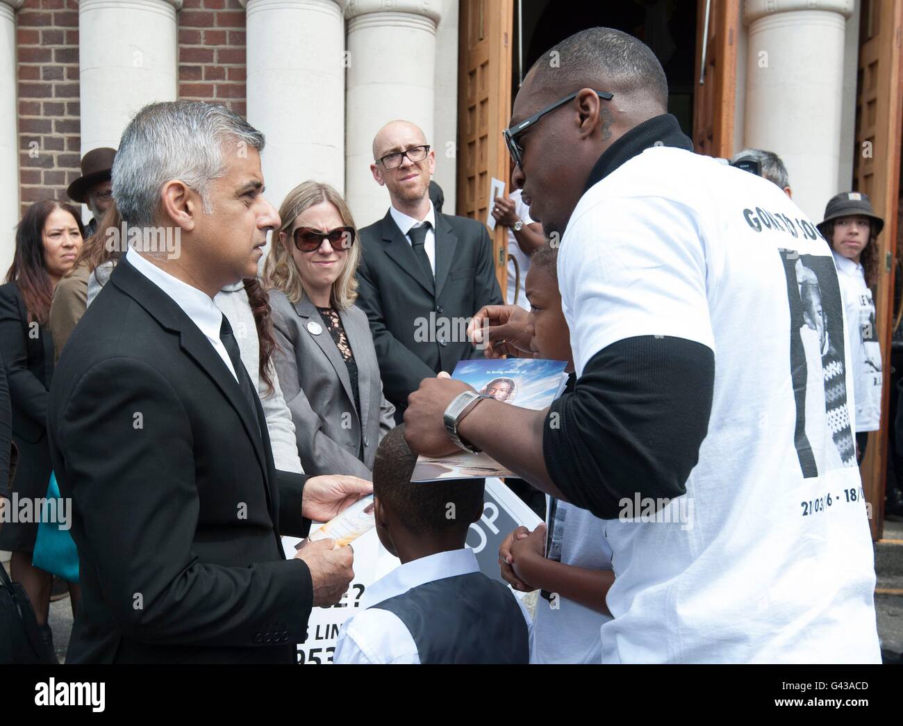 Mayor of London Sadiq Khan (left) meets the family of Lewis Elwin, who ...