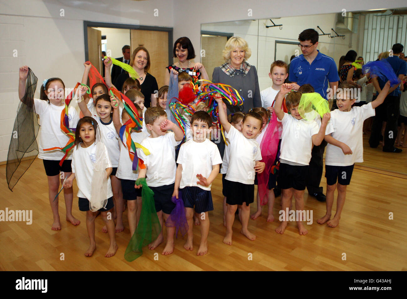 The Duchess of Cornwall with pupils from Dove First School, Rocester ...