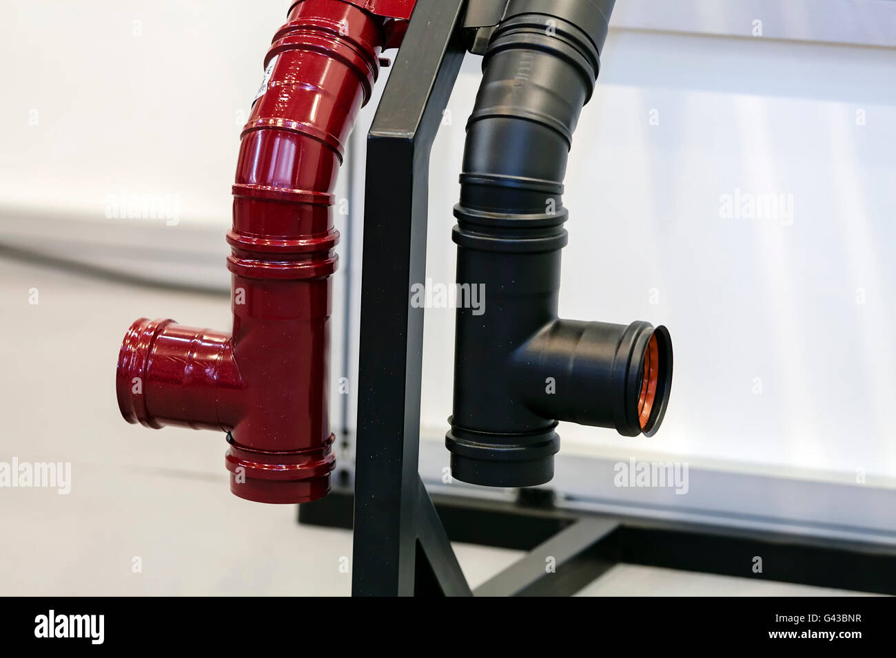 Part of blue metal pipe for industrial engine Stock Photo - Alamy