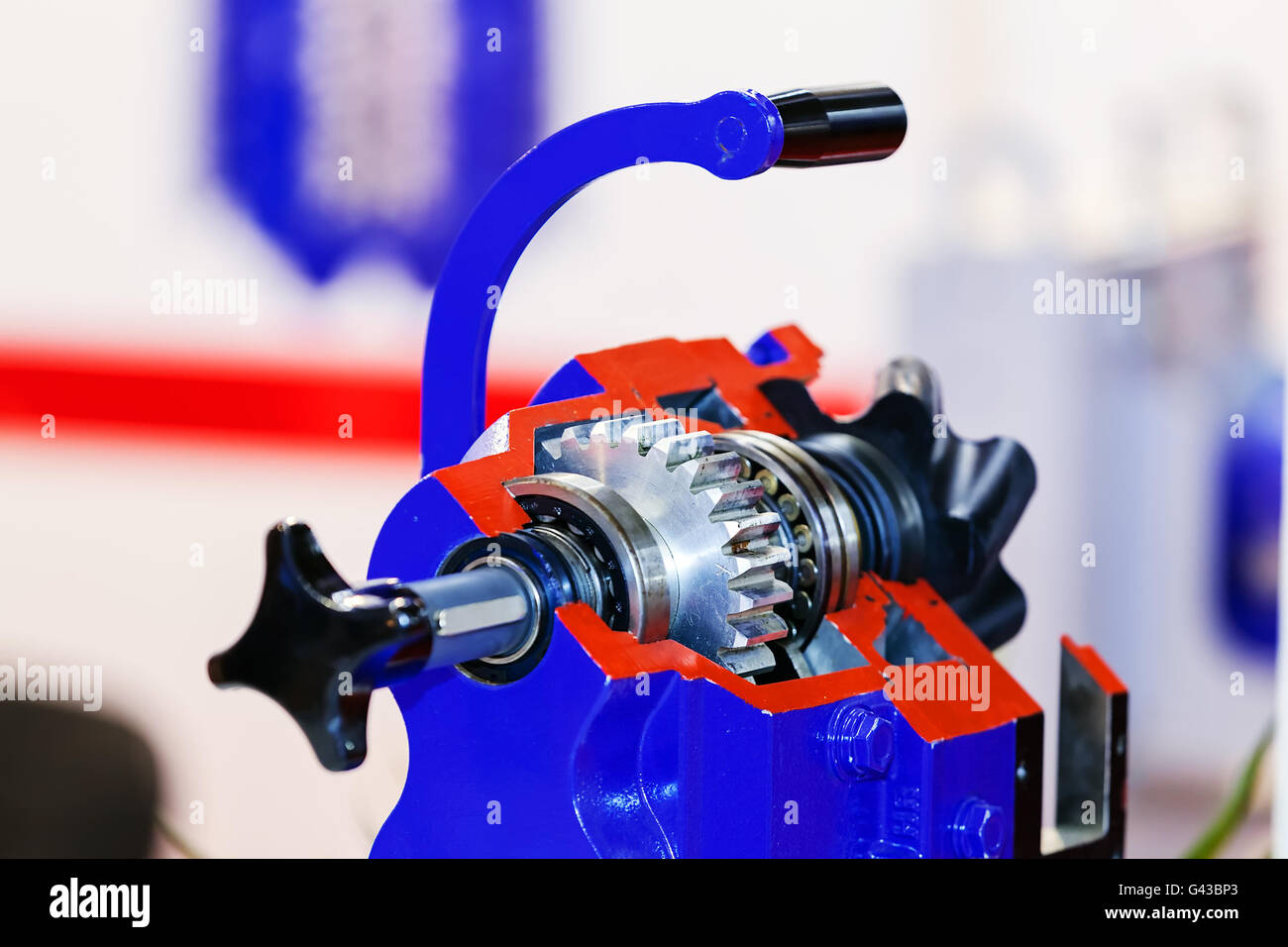 Gearbox on large electric motor at industrial equipment plant Stock ...