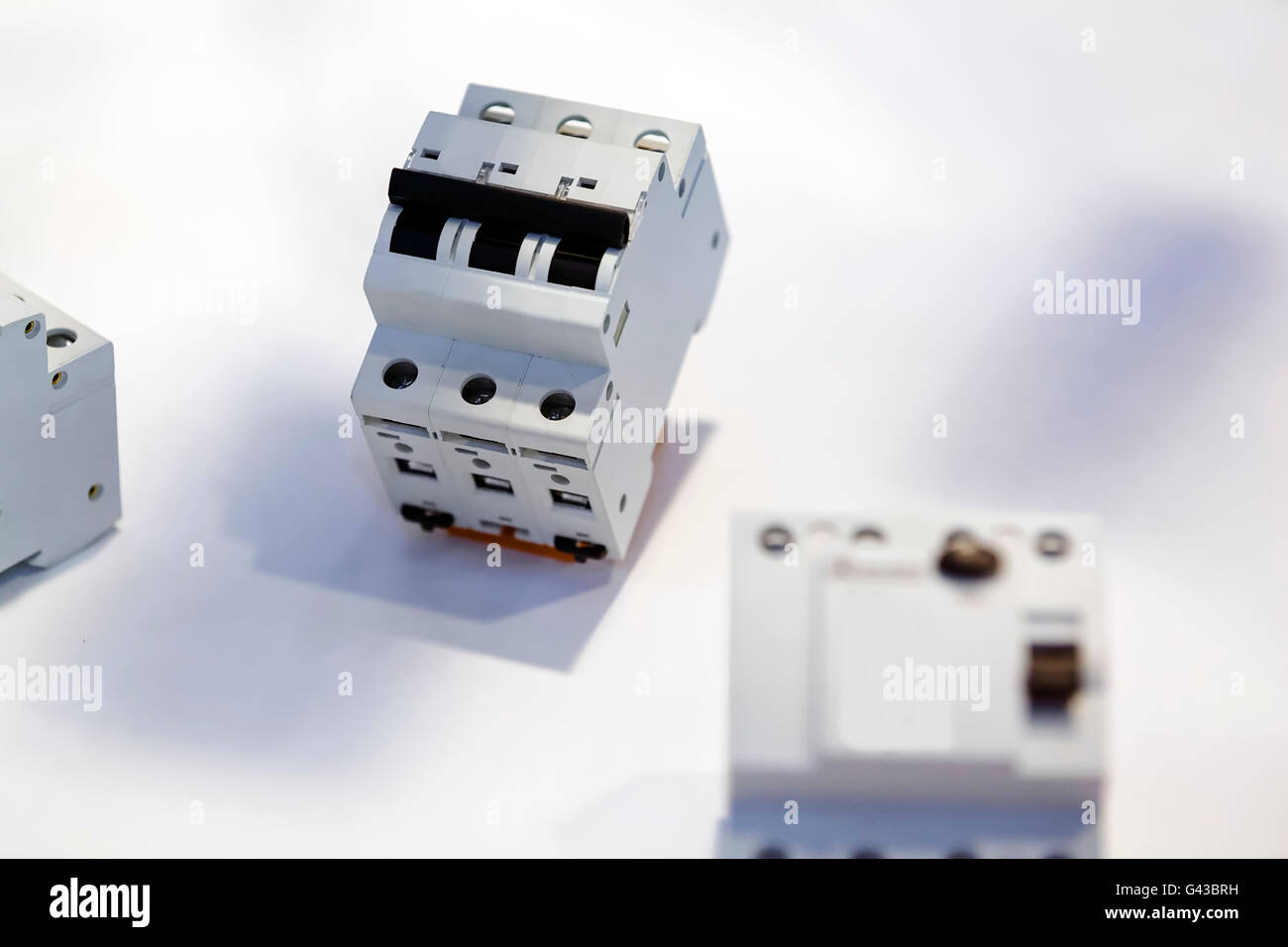 Fuse-box with three automatic fuses for installation; note shallow ...