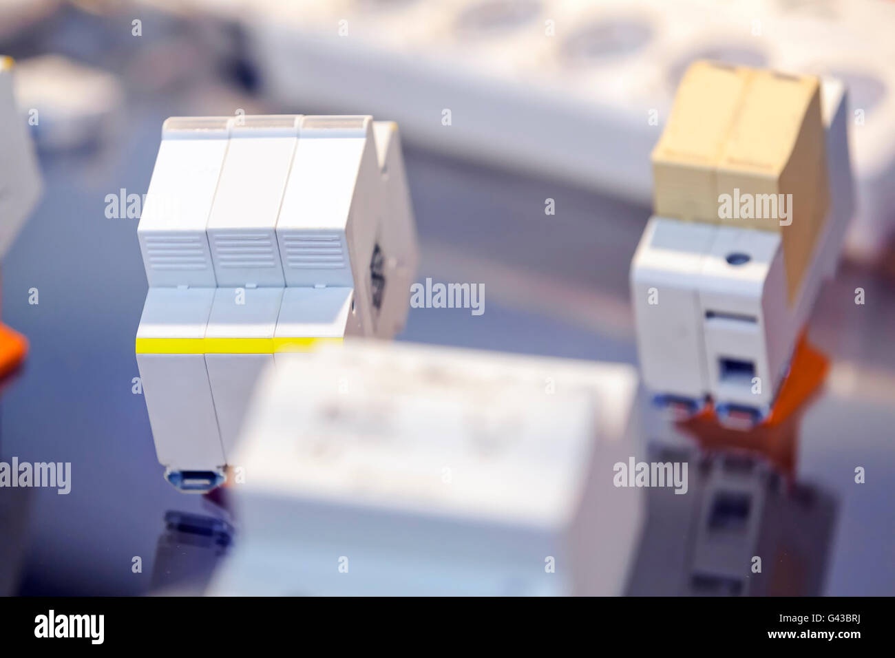 Fuse-box with three automatic fuses for installation; note shallow ...