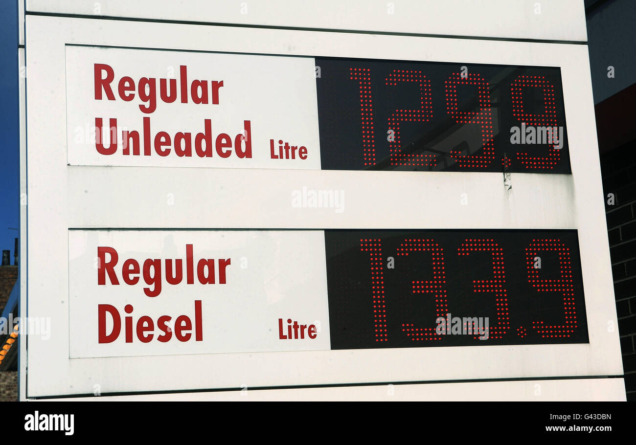 A general view of a Shell fuel prices sign at a petrol station Stock ...