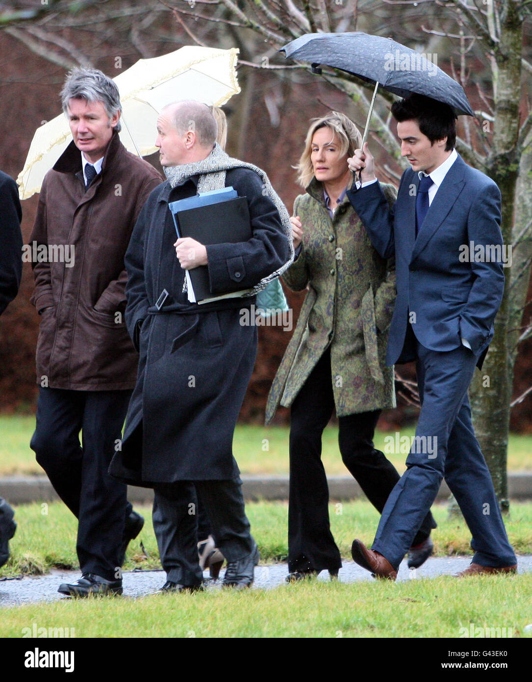 Hazel Stewart, 47, arrives with her son Andrew (right), and husband ...