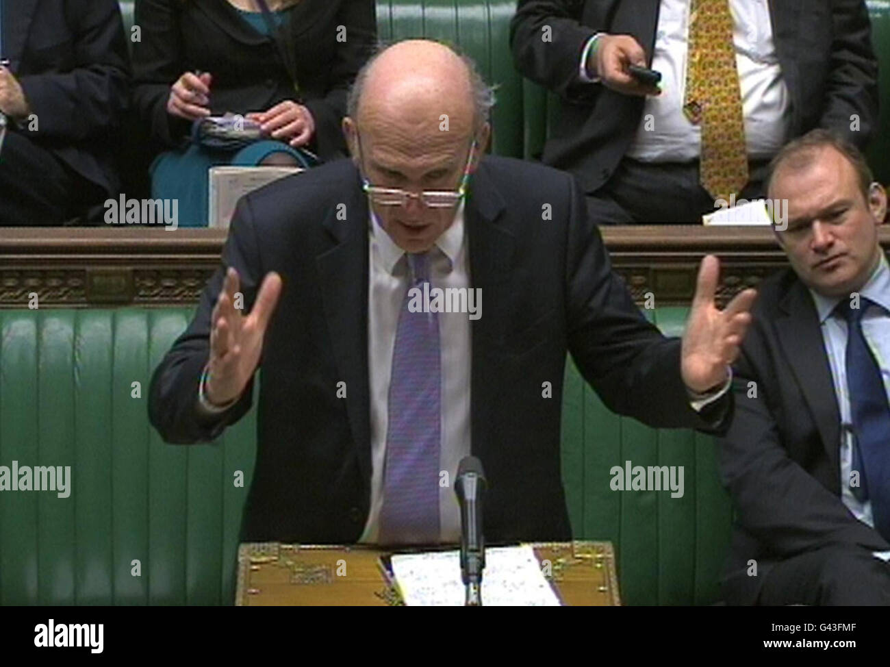 Business Secretary Vince Cable speaks in the House of Commons, London ...