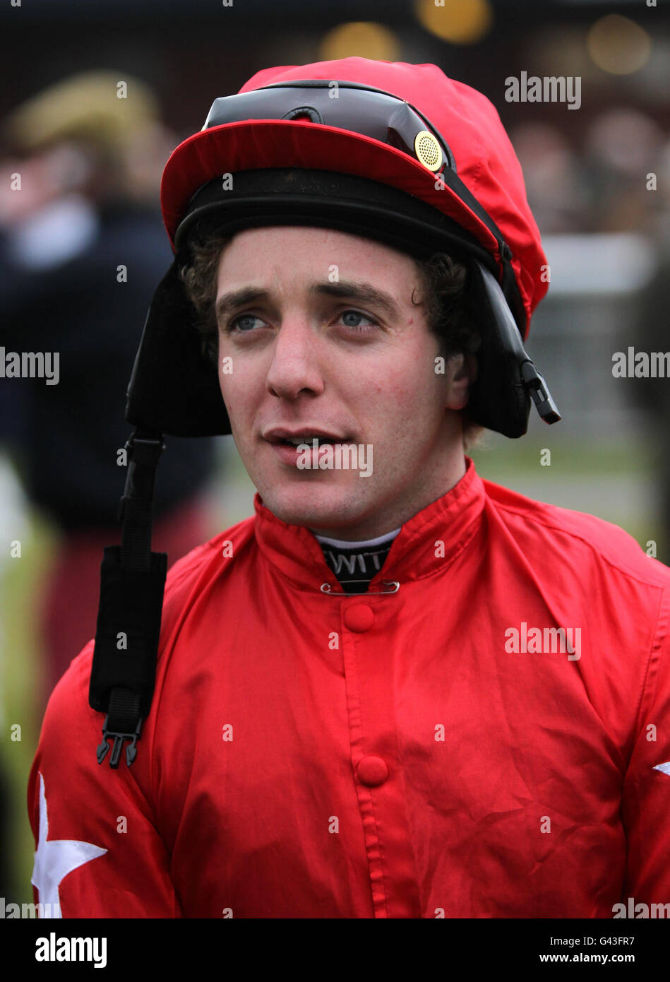 Horse Racing - Ludlow Racecourse. Jockey Andrew Tinkler before the ...