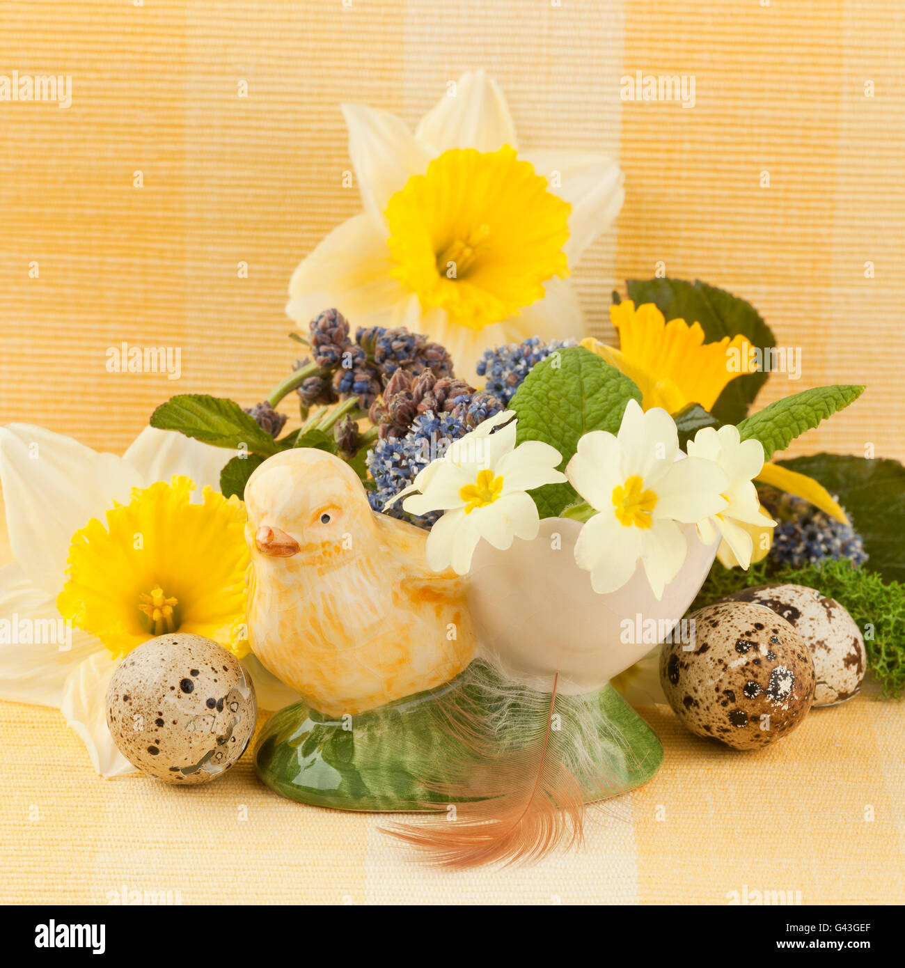 Objects and flowers depicting the concept of Spring Stock Photo - Alamy