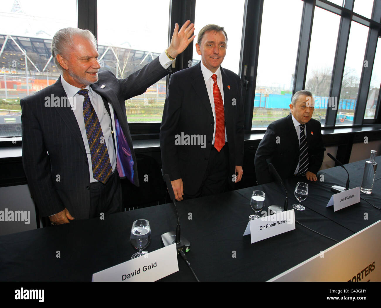 West Ham football Club co-owner David Gold (left) with Sir Robin Wales ...