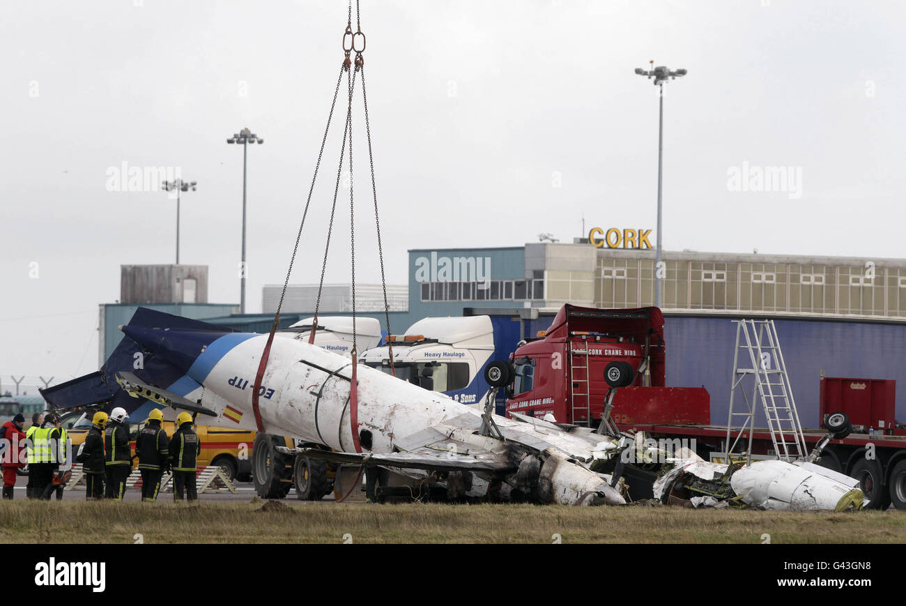 The wreckage of the Manx2 plane in which six people where killed in a ...